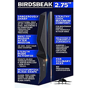 Dalstrong Bird's Beak Paring Knife - 2.75 inch- Shadow Black Series - Black Titanium Nitride Coated - High Carbon - 7CR17MOV-X Vacuum Treated Steel Cooking Kitchen Chef Knife - Sheath - NSF Certified