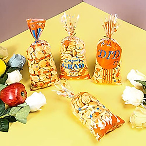 100Pcs Graduation Party Decorations Cellophane Bags - Graduation Gifts Cellophane Treat Bags with Ties, 11"x5" Graduation Decor Clear Cellophane Bags for Graduation Party Decorations Supplies (Orange)