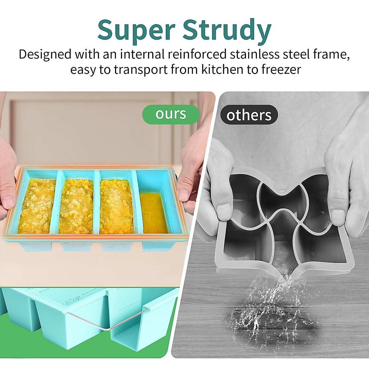 Silicone Freezer Tray for Sauce Cube: GGOW Silicone Freezing Tray for Broth Soup Storage - Freeze 250mL 125mL Souped Portion