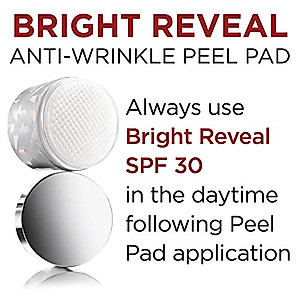 L'Oréal Paris Revitalift Bright Reveal Anti-Aging Exfoliating Peel Pads with Glycolic Acid, Reduce Wrinkles & Brighten Skin, 30 Count (Pack of 1)