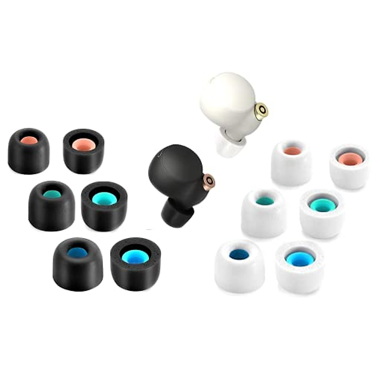 Zotech 6 Pairs Replacement Memory Foam Ear Tips for Sony WF-1000XM4 / WF-1000XM3 (3 Pair Gray and 3 Pair Black) S/M/L