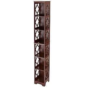 The Lakeside Collection Slim Decorative Shelving Unit - Walnut Shelving Unit