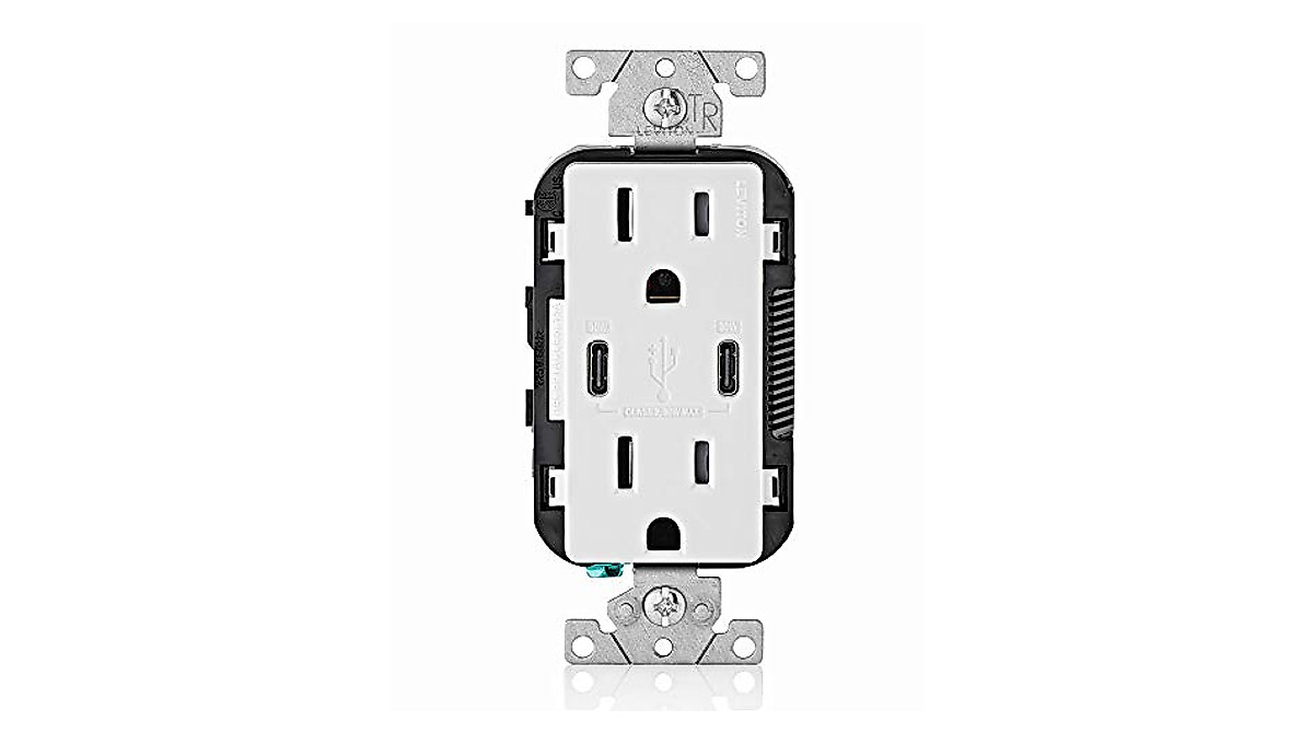 Leviton USB-C Wall Charger & Duplex Outlet Combo - Fast & Safe Charging
