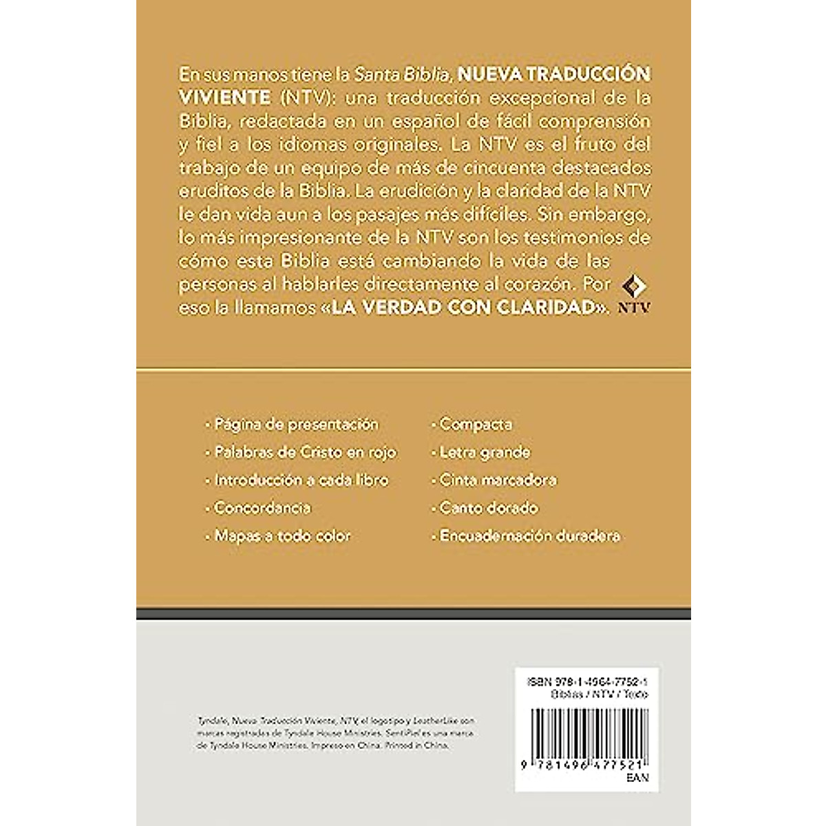 Santa Biblia NTV, Edición compacta, letra grande (SentiPiel, Café, Letra Roja) (Spanish Edition)