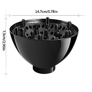 BinaryABC Universal Diffuser Hair Dryer Attachment,Hair Dryer Diffuser Nozzle,Wavy Curly Hair Diffuser,Hair Dryer Cover(Black)