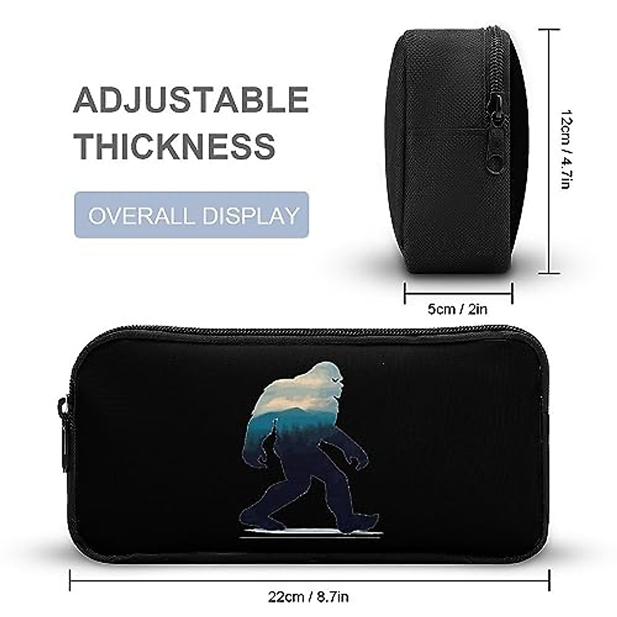 Bigfoot Forest Landscape 3 Pcs Backpack Set Portable Lunch Bag Pencil Pouch for Office