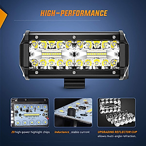 Nilight LED Pods 4PCS 6.5 Inch 120W Light Bar Triple Rows Spot Flood Combo Driving Light Waterproof Led Work Light Off-road Truck Car ATV SUV Cabin Boat, 2 Years Warranty