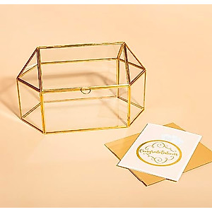 Hanna Roberts Card and Gift Holder Glass Cards Box for Weddings, Birthdays, Graduations, Baby and Bridal Showers (Half Opening)
