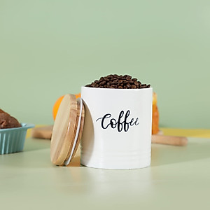 LEETOYI Porcelain Food Storage Containers with Lid, 4.5-Inch 31oz White, Labeled Coffee