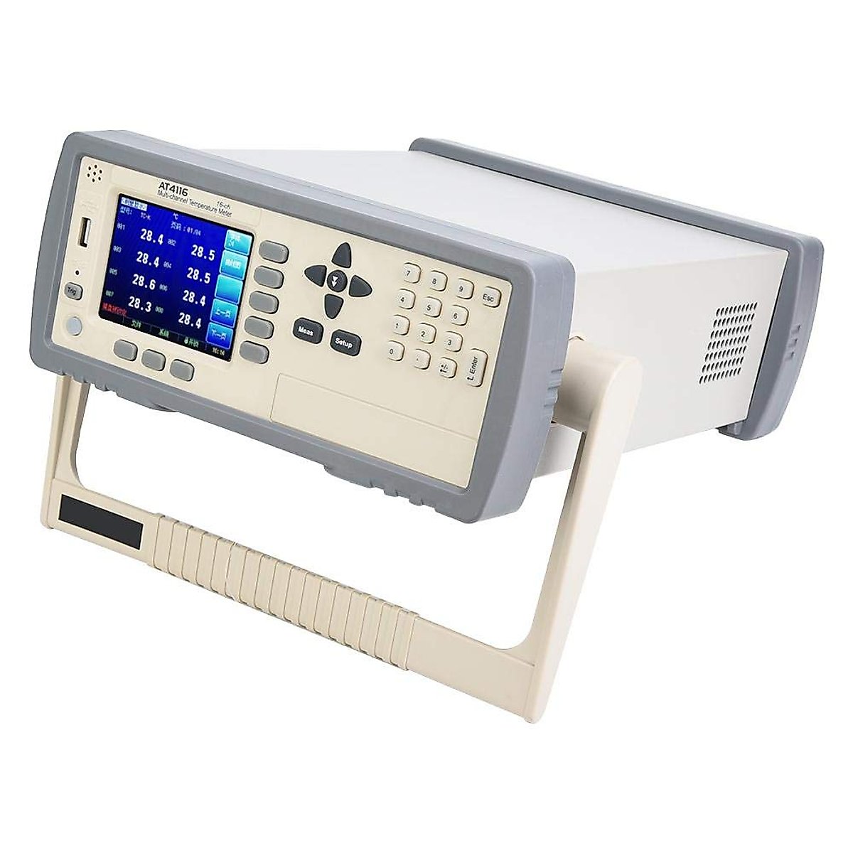 Temperature Recorder, AT4116 Multi Channel Temperature Tester, 16 Channel Professional Temperature Tester Data Logger, with TFT Screen Display, -200℃ -1300℃, USB Port(220v)
