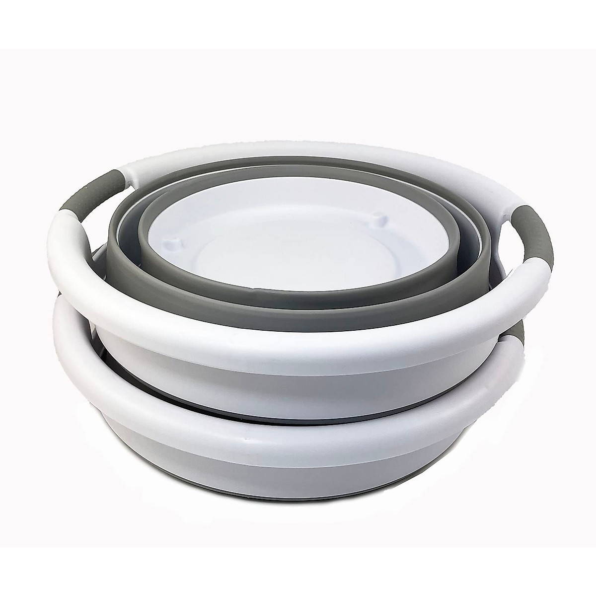 SAMMART 34L (8.9 Gallons) Collapsible Plastic Laundry Basket with Wheels - Foldable Pop Up Storage Container/Organizer with wheels (Grey (Set of 2))