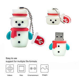BorlterClamp 32GB USB Flash Drive Cute Snowman Model Memory Stick New Year Gifts for Students and Children