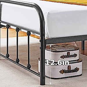 VECELO Bed Frame,King Size Metal Platform with Headboard & Footboard, Premium Steel Slat Support Mattress Foundation,No Box Spring Needed
