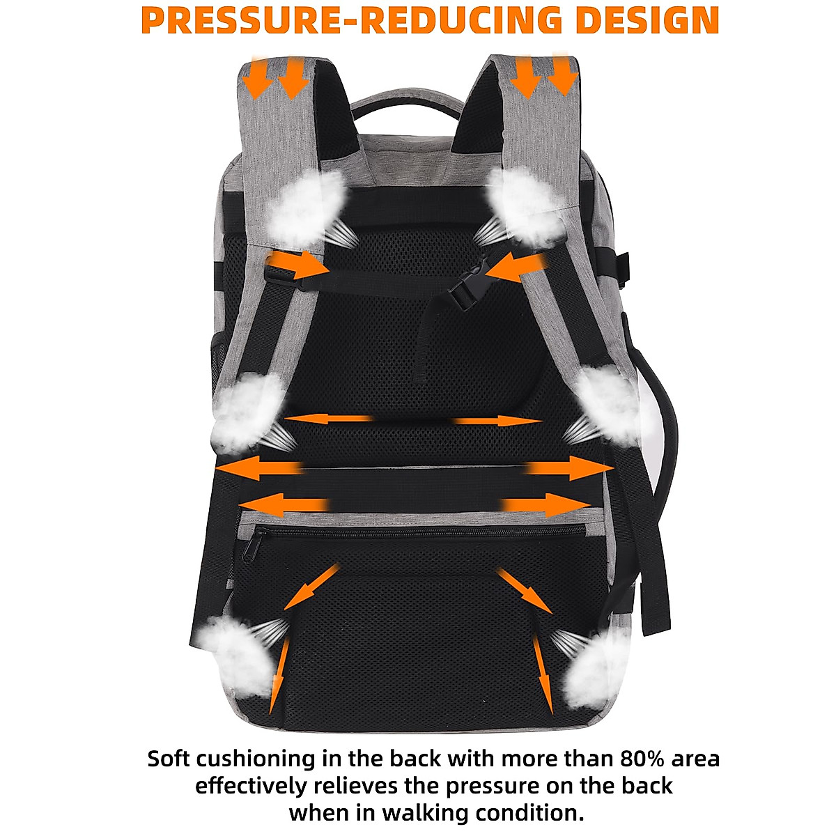 OPOALO Large Carry on Travel Backpack for Men, Business Laptop Backpack Convertible Heavy Duty Tactical Backpack Airplane Approved Waterproof for Travel Hiking Camping Daily (Hard Shell Black)