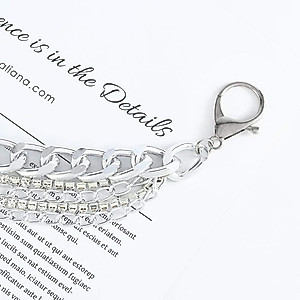 Reetan Sparkly Rhinestone Chain Belt Layered Boho Waist Chain Rave Belly Chain Nightclub Body Jewelry Accessories for Women (Silver)