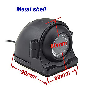 Vehicle Backup Side View Camera 12V/24V 12 LED IR Night Vision 4 Pin Reverse Rear View Camera Waterproof IP68 with 5m Video Cable for Truck Bus Trailer RV 5th Wheel Heavy Duty