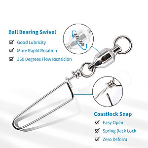 hotlively 25Pack Fishing Swivels,High Strength Swivels Fishing Tackle with Coastlock Snap and Corrosion Resistance Copper Stainless Swivel