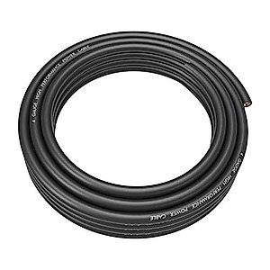 ROCKRIX 4 Gauge Black 25ft Amplifier Amp Power/Ground Wire Soft Touch Cable