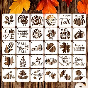 30pcs Pieces Fall Stencils for Painting 3 x 3 inch Reusable Stencils Butterfly Drawing Template DIY Craft Template Paint Stencils for Painting on Wood Wall Home Canvas Decor