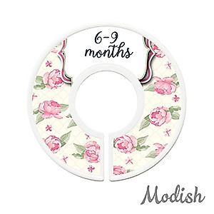 Modish Labels Baby Clothes Size Dividers, Baby Closet Organizers, Size Dividers, Baby Closet Organizers, Closet Dividers, Clothes Organizer, Nursery Décor, Girl, Flowers, Shabby Chic (Baby)