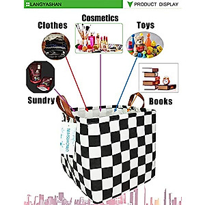 LANGYASHAN Square Storage Baskets Waterproof Canvas Children Laundry Nursery Hamper for Shelves Gift Baskets Toy Organizer Room Decor (Square Racing flag)