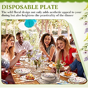 Pickmesh 60 Pcs Wildflower Paper Plates 9 in and 7 in Wild Floral Dinner Plates Watercolor Floral Dessert Plates Wildflower Party Plates for Garden Tea Party Wedding Birthday Baby Shower Bridal Shower