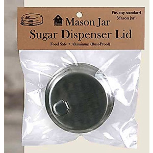 SIMPLY HOMEADE Mason Jar Sugar/Salt/Spice Dispenser Lid Kitchen Supplies, 2 3/4" diameter 1 1/4" tall, Silver
