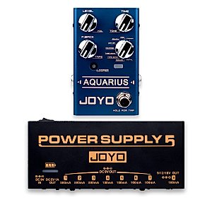 JOYO R-07 Aquarius Digital Delay Pedal Bundle with JP-05 Pedal Power Supply Built-in Rechargeable Battery
