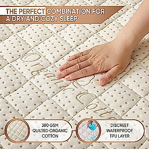 Luxury Quilted Waterproof Organic Mattress Pad Protector California King 100% Organic Cotton Hypoallergenic Breathable Mattress Pad Cover - Premium 380 GSM Comfort - Fitted Allergy Shield
