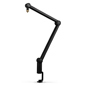 Blue Microphones Compass Premium Tube-Style Microphone Broadcast Boom Arm with Internal Springs, Desktop Clamp and Built-in Cable Management for Recording, Gaming, Streaming, Podcasting - Black