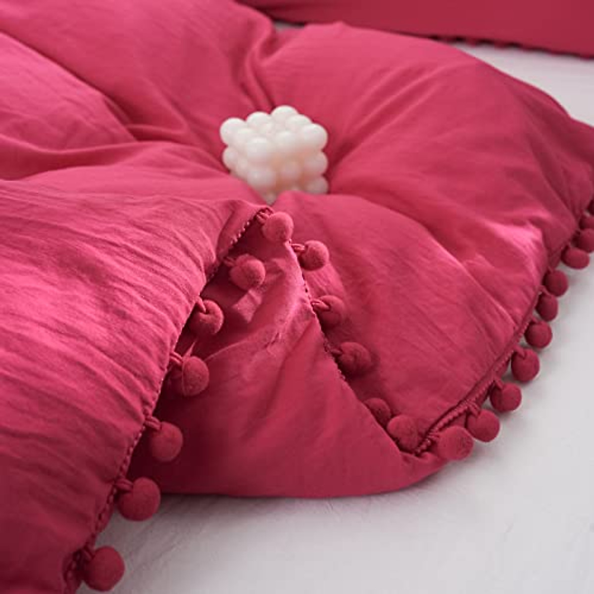 Magenta Duvet Cover Set Boho Bedding Set King Size Soft Washed Microfiber Burgundy Red Comforter Cover Set 1 Duvet Cover 2 Pillowcases(King, Magenta)