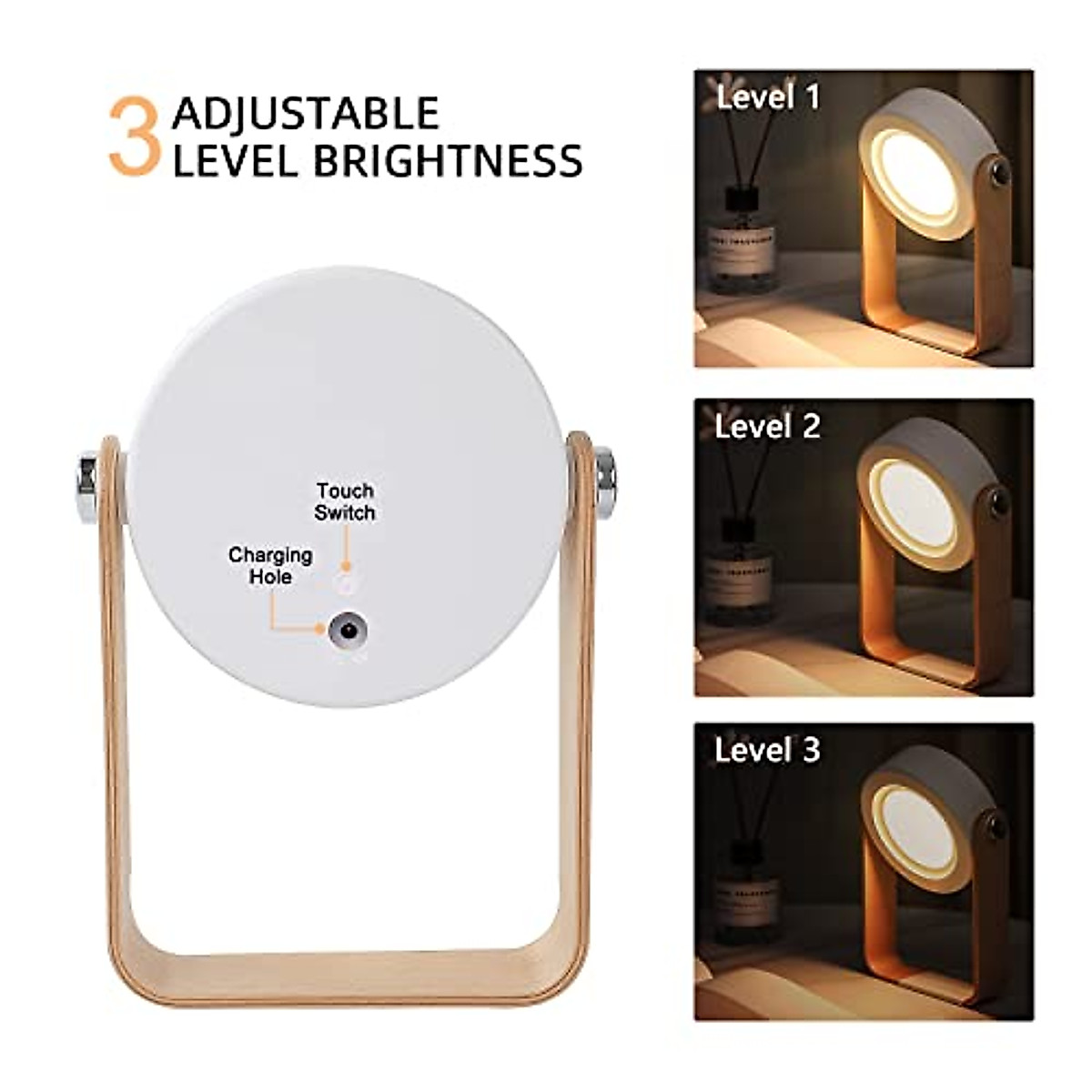 TitiGeeli Rechargeable LED Camping Lantern Lamp,Rechargeable-Dimmable-Multi-Functional Portable Light,4-in-1 Foldable Table Lamp，Bedside Lamp for Bedroom,Living Room,Outdoor,Office,Camping