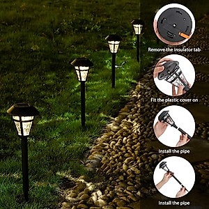 TWINSLUXES 12 Pack Solar Pathway Lights Outdoor Waterproof Garden Walkway Lights LED Landscape Lighting Auto On/Off Dusk to Dawn for Pathway,Sidewalk, Lawn, Patio, Yard - Warm White…