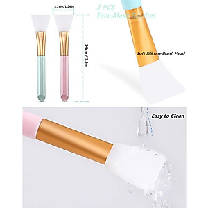 2 PCS Silicone Face Mask Brush and 2 PCS Face Scrubber, Facial Applicator Brushes for Applying Facial Mask, Soft Silicone Facial Cleansing Brush Pad Cosmetic Scrapers(Set of 4)