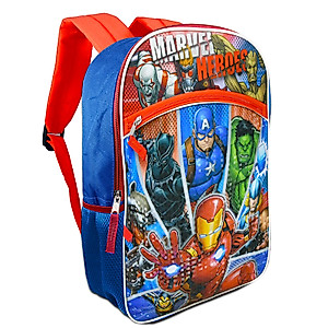 Avengers Backpack for Boys 8-12 Set - 16" Marvel Avengers Backpack Bundle with Water Bottle, Stickers, Stampers, More | Avengers School Supplies