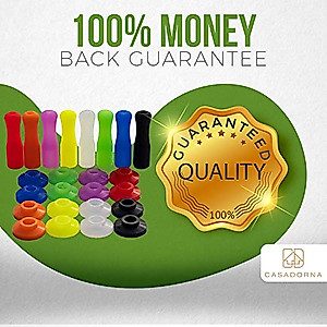 Silicone Tips for Stainless Steel Straws | Set of 8 x 6mm Multi-colored Anti-burn Safety Straw Tips and Anti Rattle Grommets | Food Grade, 8 colors, Fits Steel Straws 0.24" wide