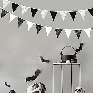 10M/32Ft White Pennant Banner Fabric Lace Triangle Flag Cotton Bunting Garland Streamers for Wedding Chistmas Birthday Anniversary Party Home Nursery Outdoor Garden Hanging Festivals Decorations