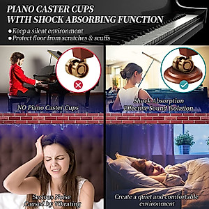 Grand Piano Caster Cups, Piano Casters Floor Protectors Piano Leg Coasters for Grand Piano Hardwood Floors with Nonslip Felts