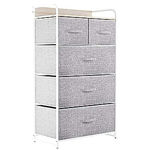 YITAHOME 10 Drawer Dresser - Fabric Storage Tower (Cool Gray) & Fabric Dresser with 5 Drawers - Storage Tower with Large Capacity, (Light Grey)