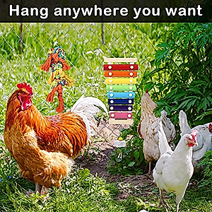 Tiibot 10 Pieces Chicken Toys Set for Hens Including Chicken Xylophone Toy Chicken Coop Mirrors Swing Ladder Toys Chicken Pecking Toys Veggies Skewer Vegetable Hanging Feeder for Chicken Coop