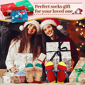 Handepo 24 Pcs Christmas Crew Socks Women Novelty Casual Dress Socks Animal Food Christmas Theme Patterned Funny Colorful Women's Xmas Gifts for Girls Teens