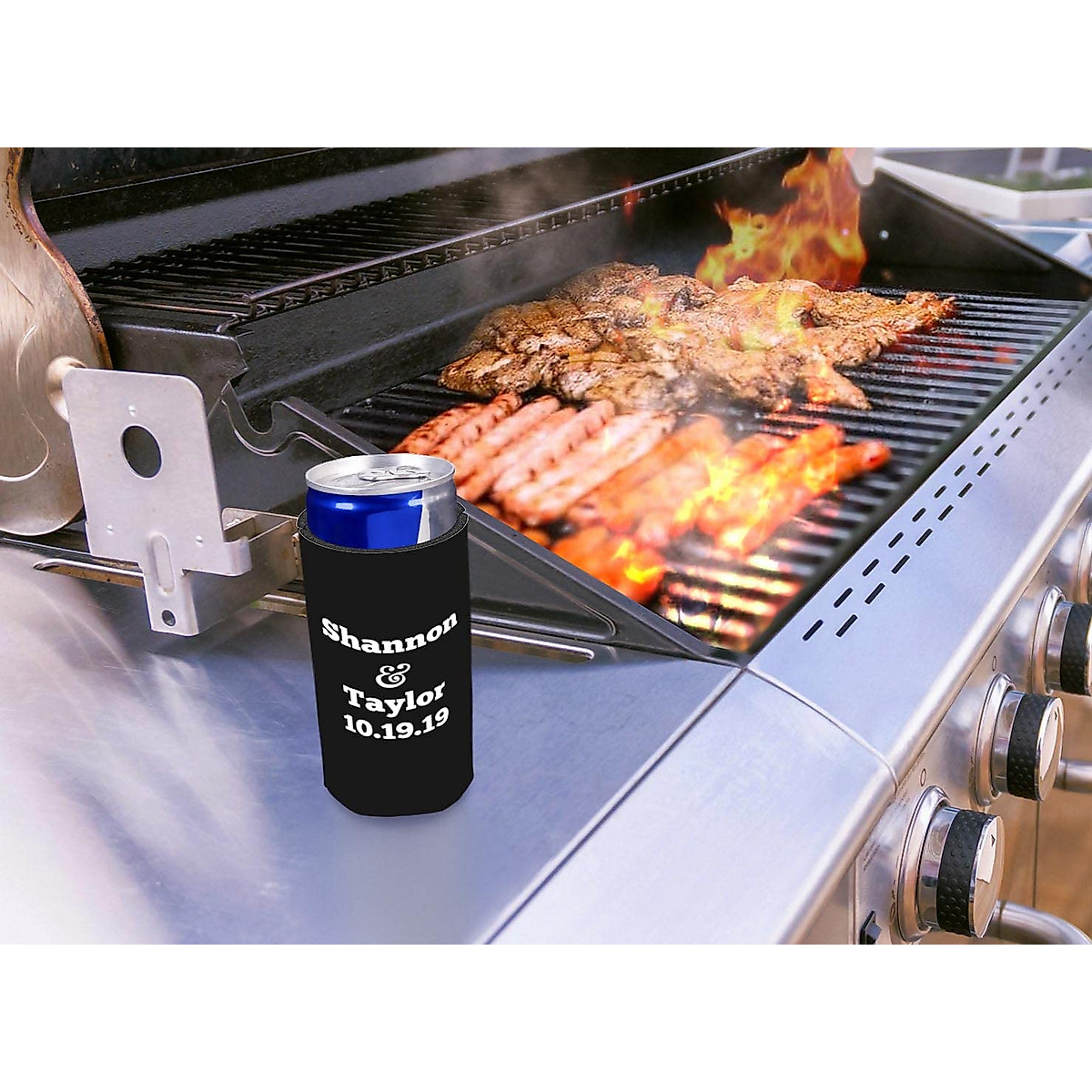 Have Hold Keep Drink Cold Names & Date 48-Pack Personalized Ultra Slim Seltzer Can Coolies Black