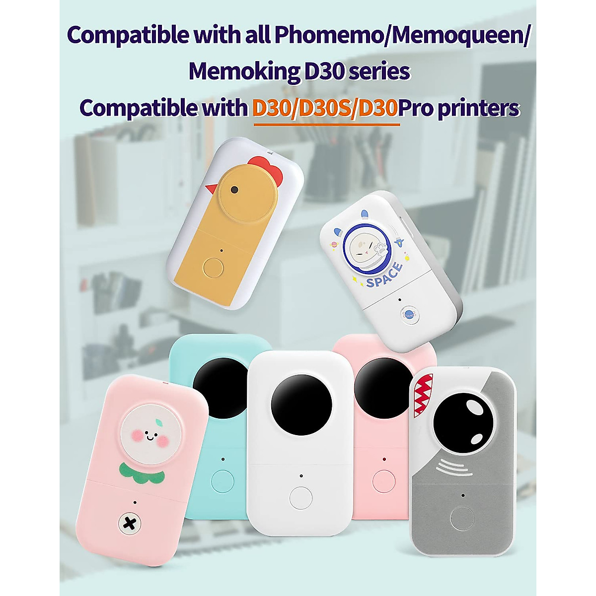 Phomemo D30 Thermal self-Adhesive Label, 3/8" X 1 1/2" (12mm X 40mm) 160 Labels/Roll, Compatible with Phomemo D30 Label Printer, Suitable for Home, Office, School, Black on White, 3 Roll