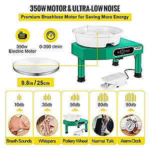 VEVOR Pottery Wheel, Pottery Forming Machine 9.8" LCD Touch Screen, 350W Ceramic Pottery Electric DIY Clay Sculpting Tools, Foot Pedal & Detachable ABS Basin for Adults and Beginners Art Craft