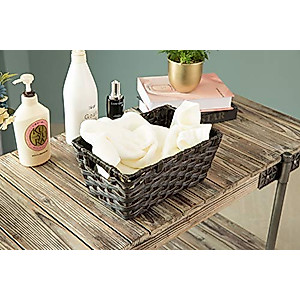 Black Plastic Wicker Shelf Basket Organizer, Set of 3