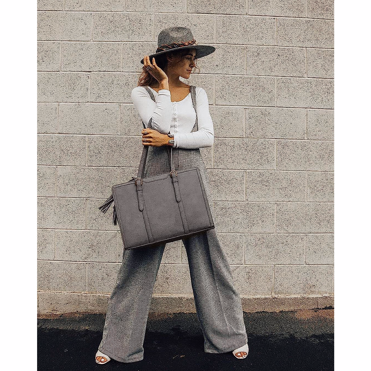 ECOSUSI Laptop Tote Fits Up to 15.6 Inch Briefcase for Women Office Handbags large Capacity with 3 Layer Compartments