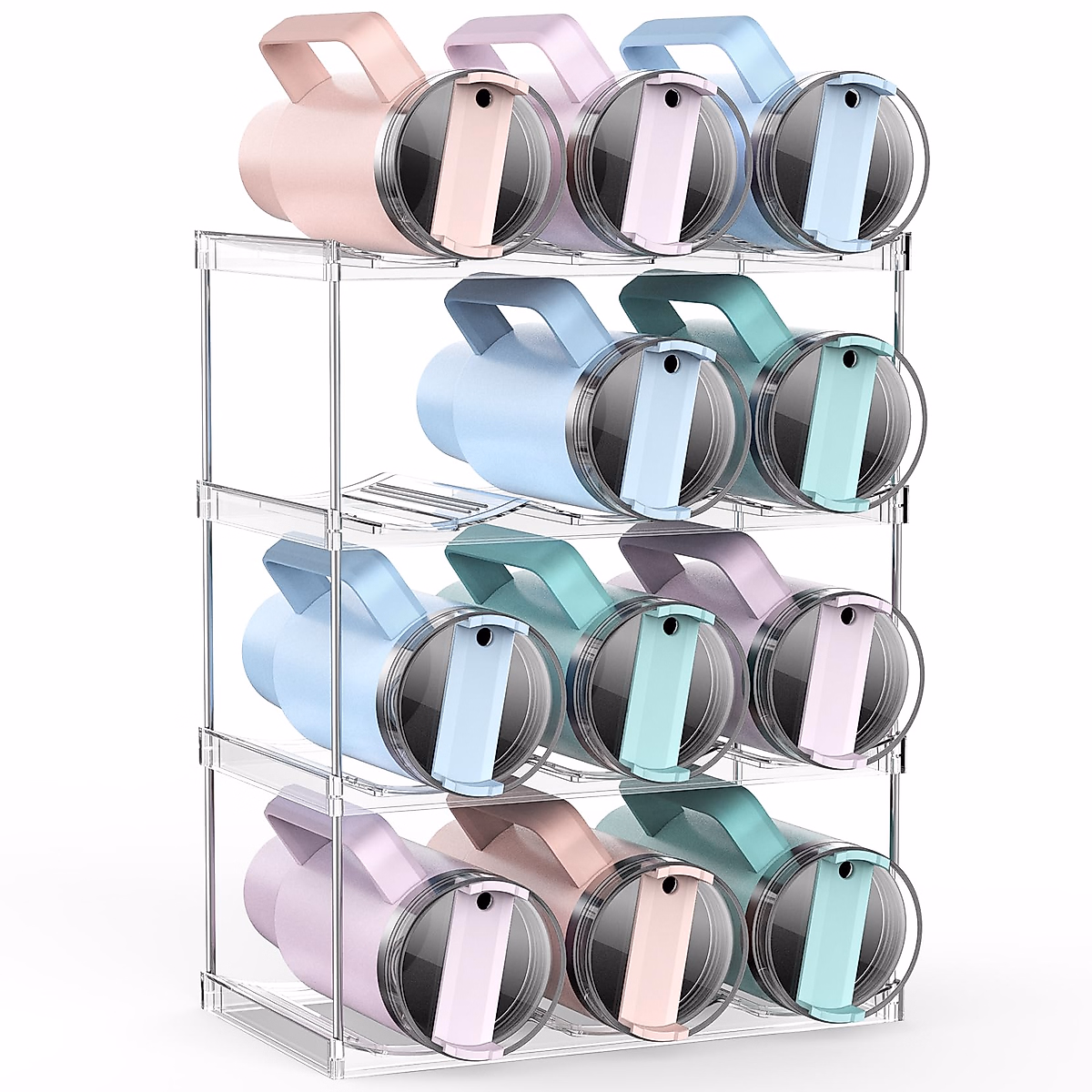 【Upgraded Larger】Water Bottle Organizer for Stanley 40 oz Tumbler with Handle, Stanley Cup Organizer for Cabinet, Kitchen Organizers and Storage for Stanley Cup Accessories, Tumbler Mug Cup Hold 12