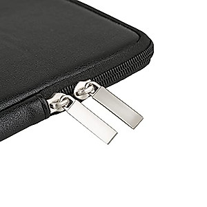 RAINYEAR 11 Inch Laptop Sleeve Soft PU Leather Case Protective Water Resistant Zipper Cover Padded Carrying Bag Compatible with 11.6 MacBook Air Surface for 11" Chromebook Notebook Computer(Black)
