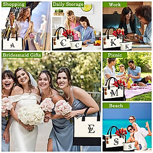 YOOLIFE Retirement Gifts for Women - Initial G Monogrammed Beach Tote Bag with Zipper Makeup Bag Personalized Birthday Gifts Women Her Mom Teacher Friends Female Sister Bridal Shower Bridesmaid Gifts