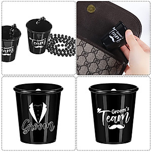 20 Pack Bachelor Shot Glass Necklace Bulk Groom Team Shot Cups with Beaded Necklace Bachelorette Bridal Shower Party Favors Supplies Wedding Proposal Gifts for Men Groomsman, Black